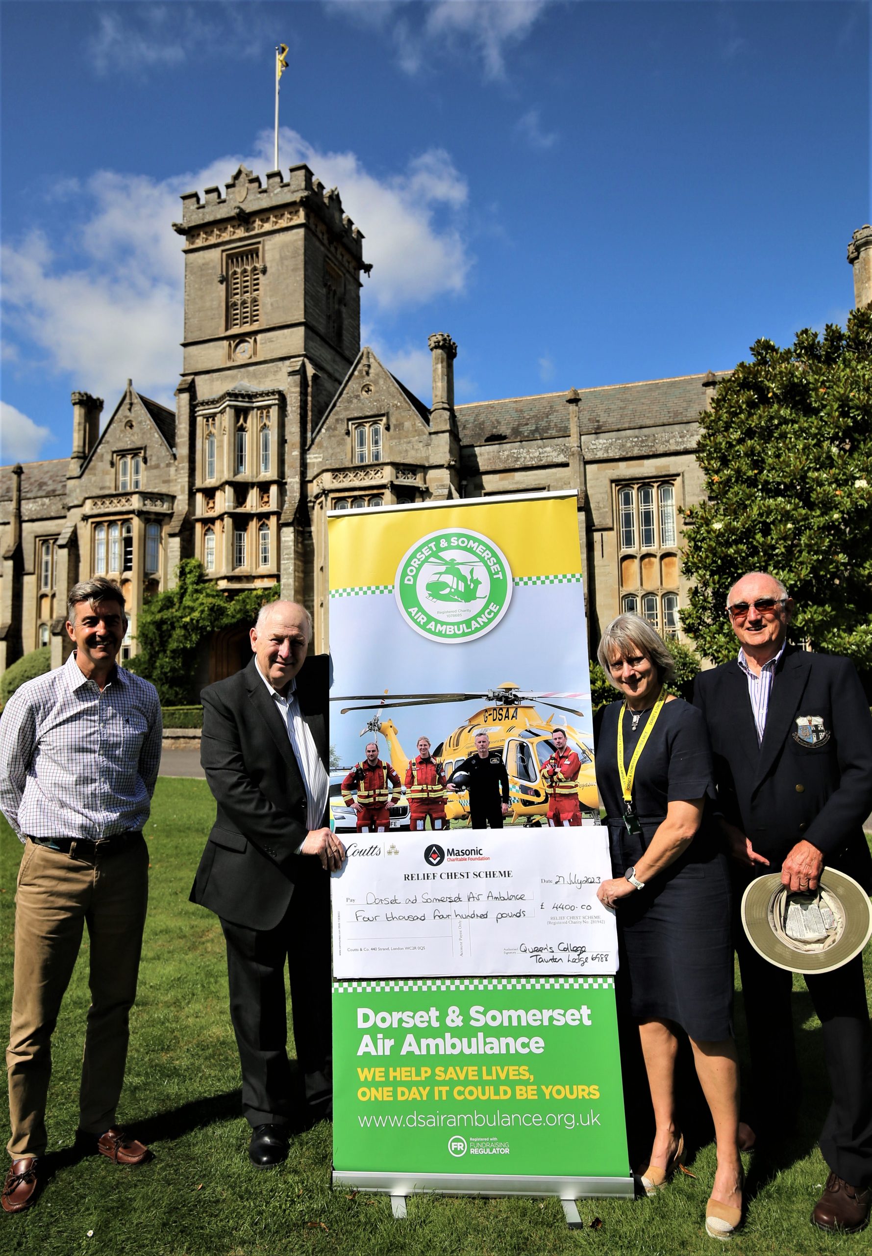 Queen’s College Lodge, Taunton, donate £4,400 to Air Ambulance ...
