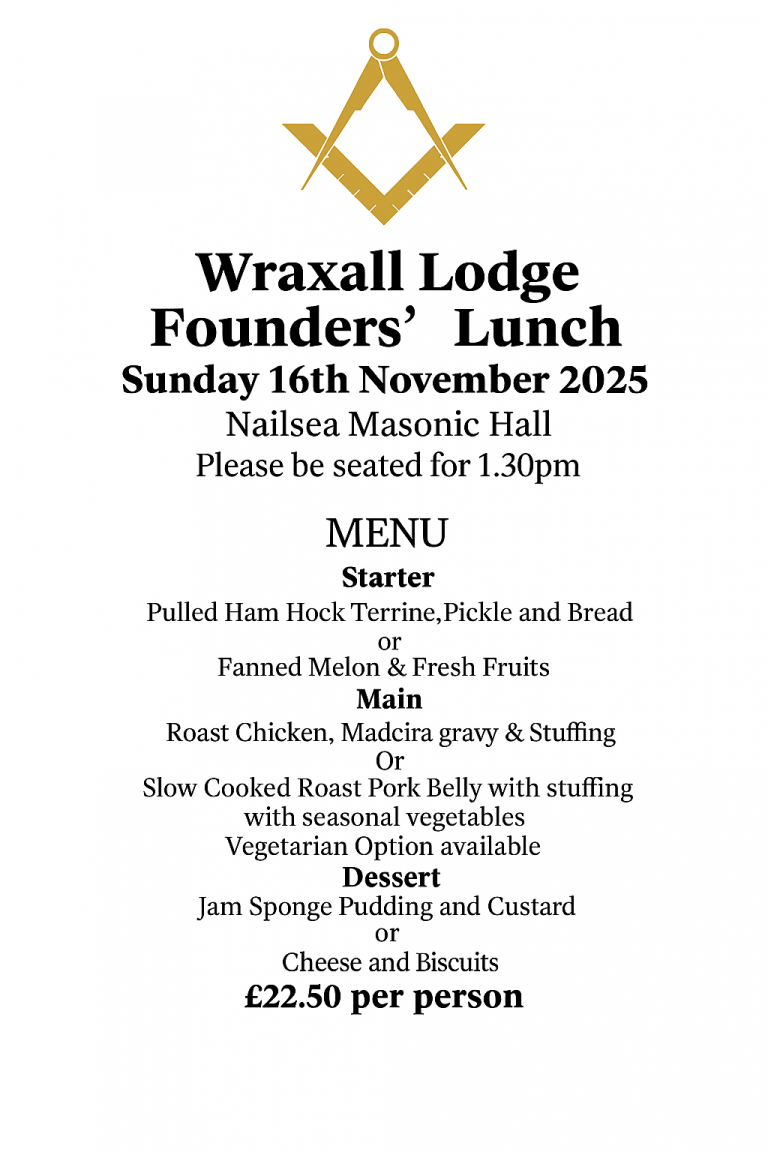 Wraxall Lodge Founders’ Lunch – Somerset Freemasons – www ...