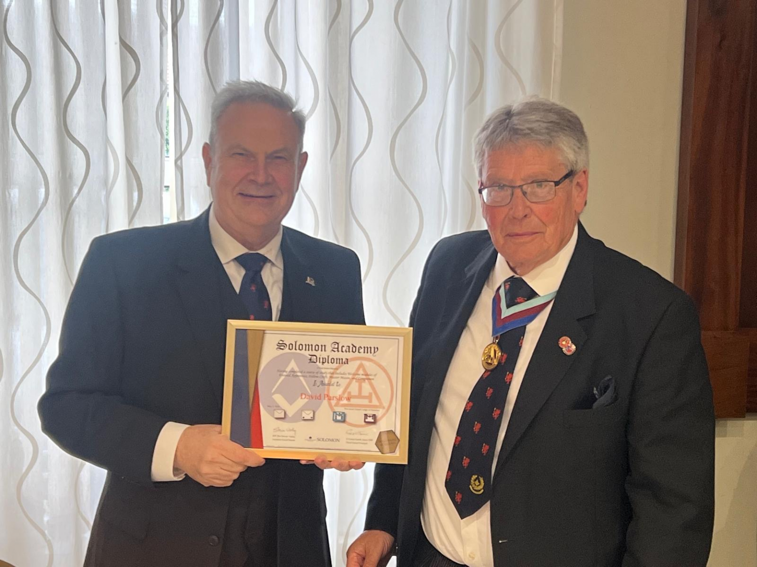 David Parslow receives his Solomon Diploma at Severn Lodge – Somerset ...